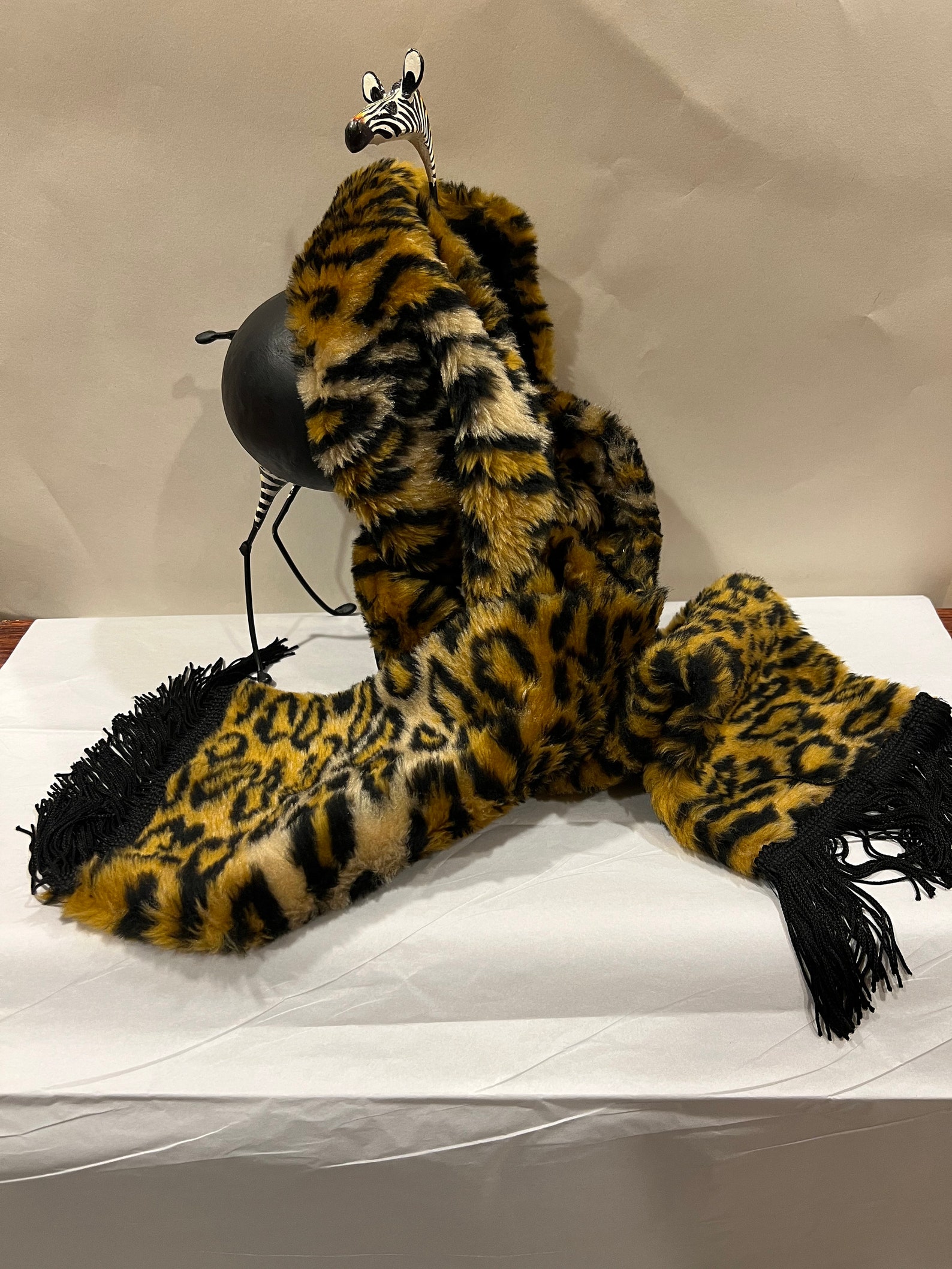 Faux Fur Scarf Cheetah Tiger Leopard Animal Print With Black Fringe - Etsy