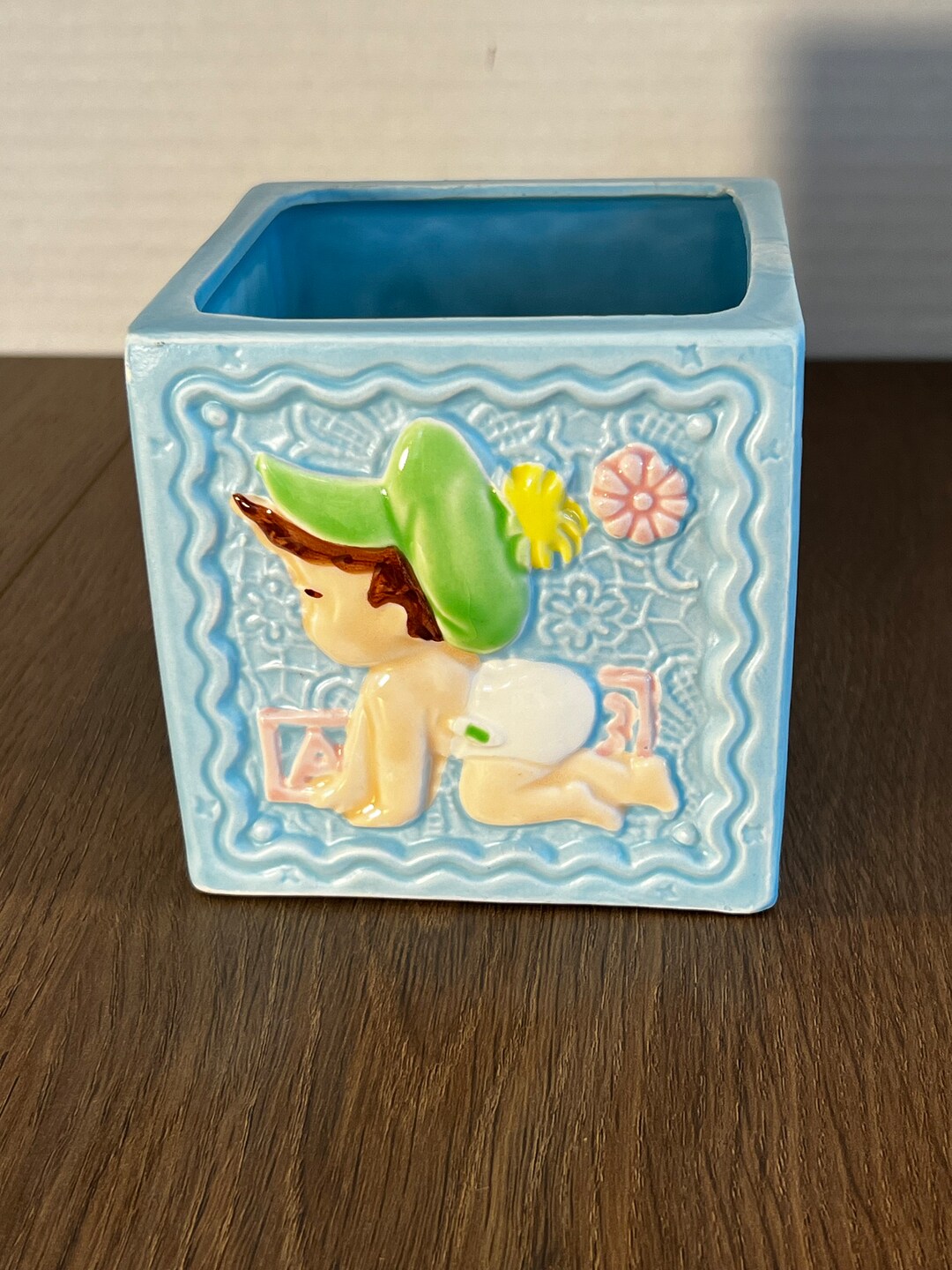 Lefton Ceramic Blue Baby Nursery Blocks Vase Adorable Nursery Decor ...