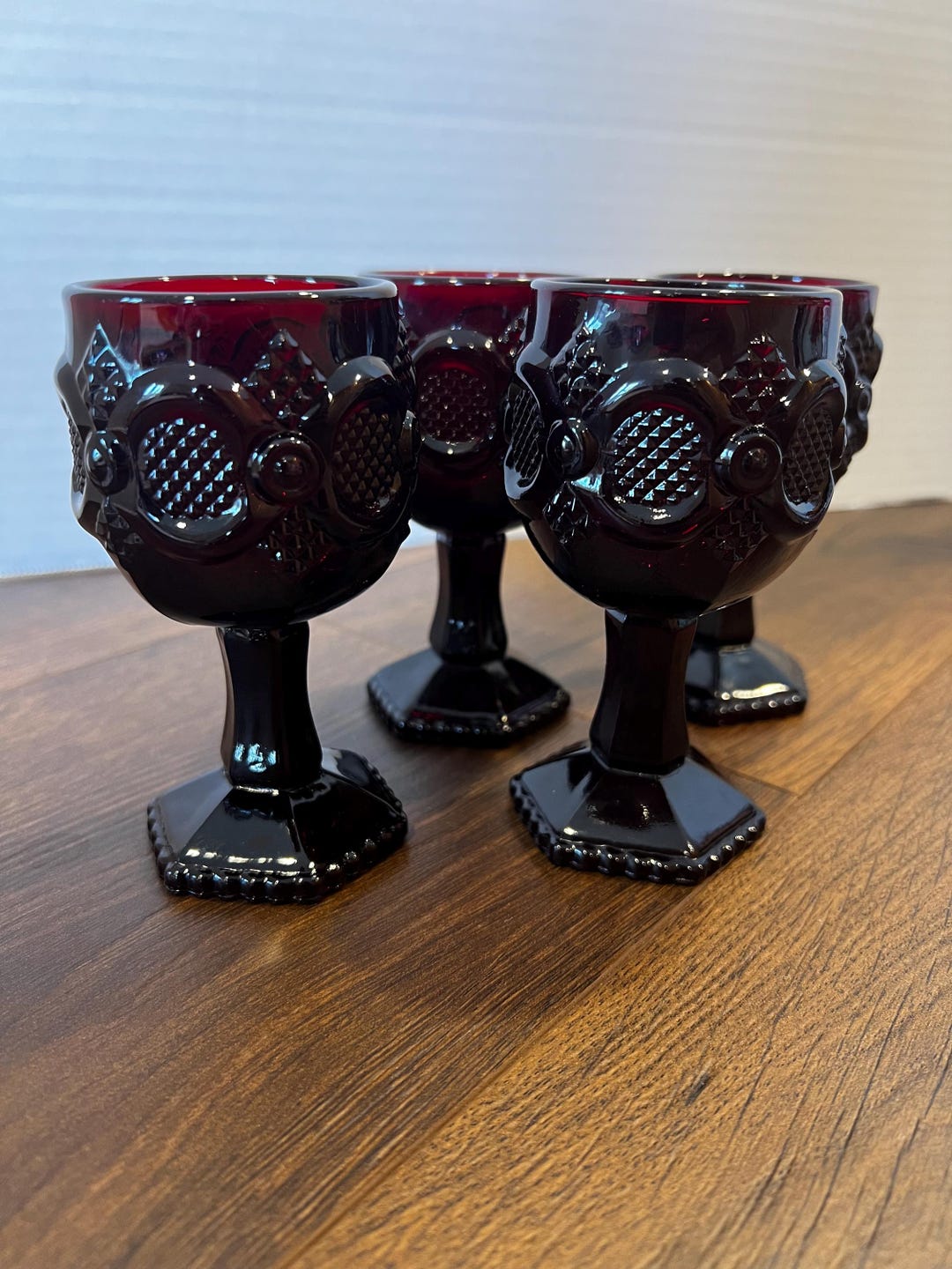 Vintage Avon Cape Cod Ruby Red 3oz Cordial Cup Set of 4 Stunning Art ...