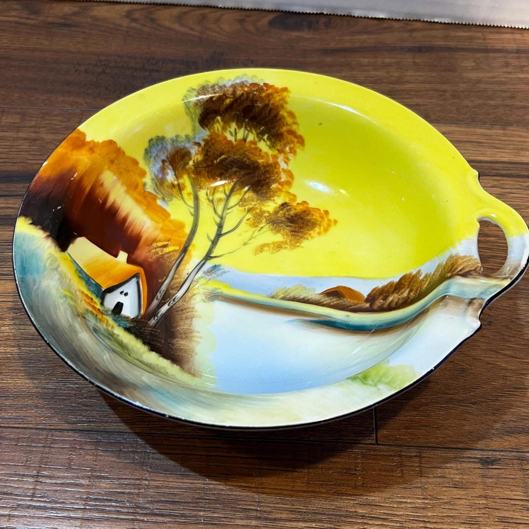 Vintage Noritake Hand-painted Lusterware Celery Dish – Lake Scene, Oval ...
