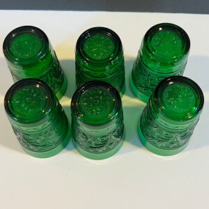 Vintage Anchor Hocking EAPG Dark Green Sandwich Glass Set of 6 Indiana ...