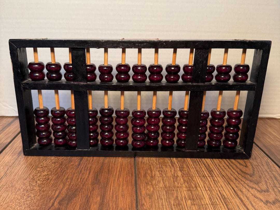 Vintage Peony Brand Chinese Abacus (suanpan) - 2/5 Bead Wooden ...
