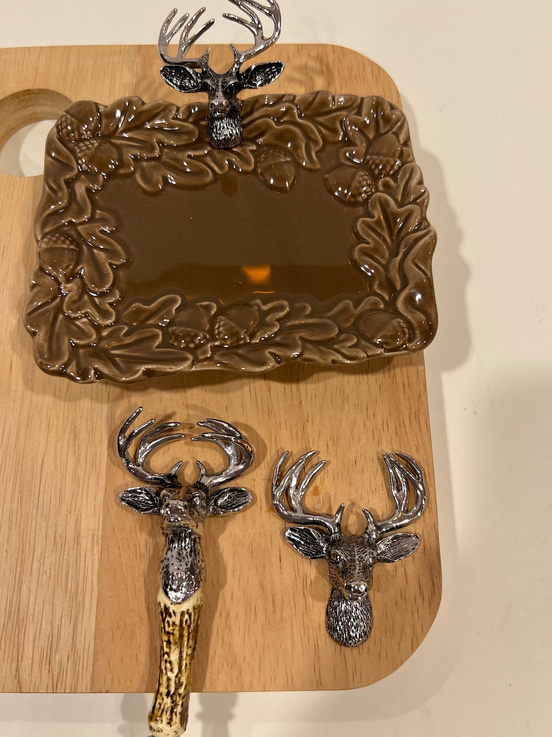Rustic Deer Lodge Charcuterie Board Set, 3-piece Wood Cheese Platter ...