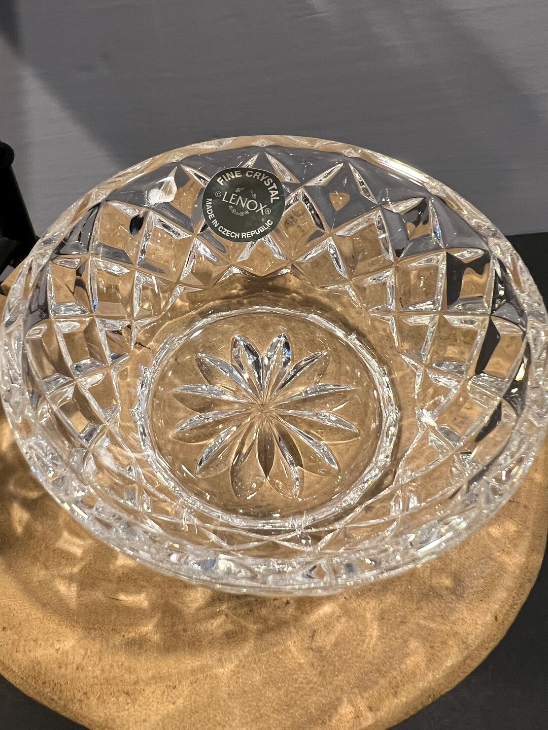Vintage Lenox Bohemian Crystal Trinket Nut Bowl Ring Candy Dish Diamond ...