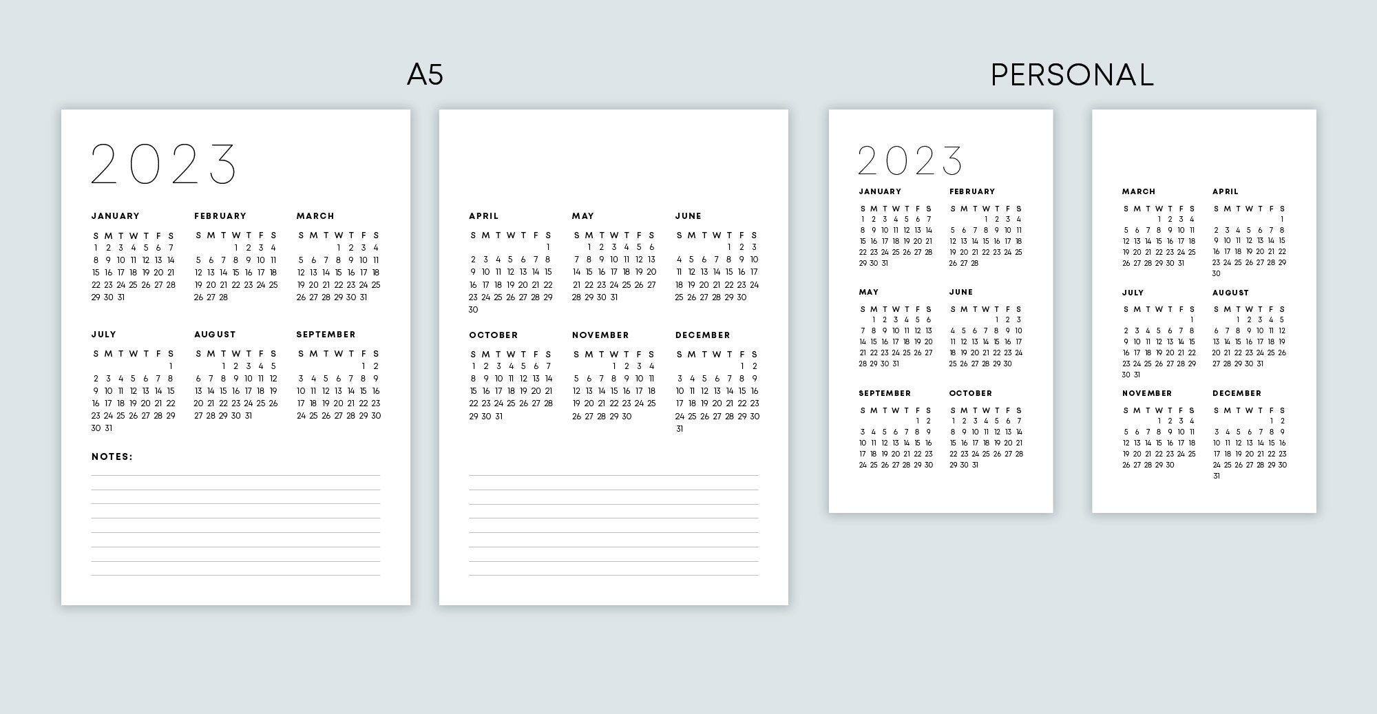 2023 Year at a Glance Planner Printable - Year on Two Pages Digital ...