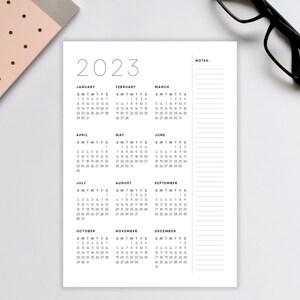 2023 Year at a Glance Planner Printable - Year on One Page Digital ...
