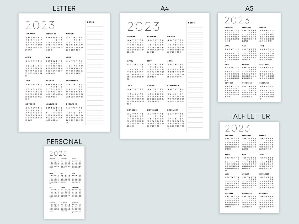 2023 Year at a Glance Planner Printable - Year on One Page Digital ...