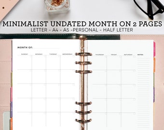 UNDATED WEEKLY Planner Printable - Week on One Page Digital Planner ...