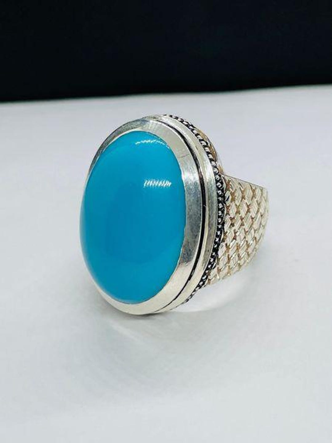 Natural Feroza Ring Turquoise Stone Ring High Quality Robin Blue Old ...