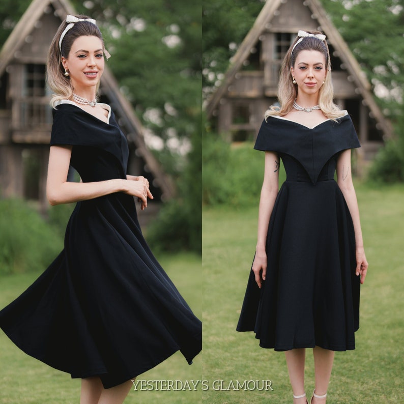 Richelle Off-shoulder Cape Dress Custom Made Swing Dress for Women - Etsy