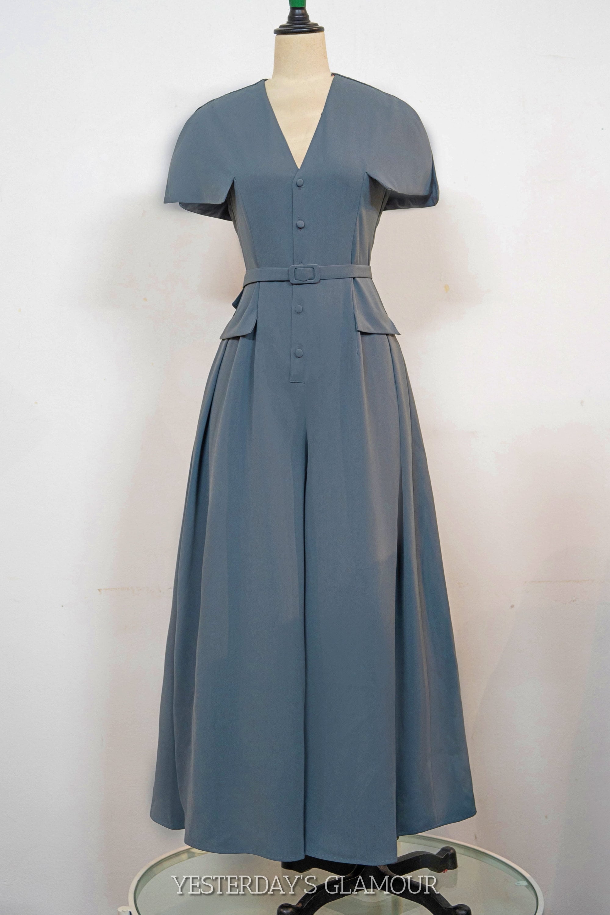 Anita Plunging Neckline Cape Jumpsuit With Belt Effortlessly Glamorous ...