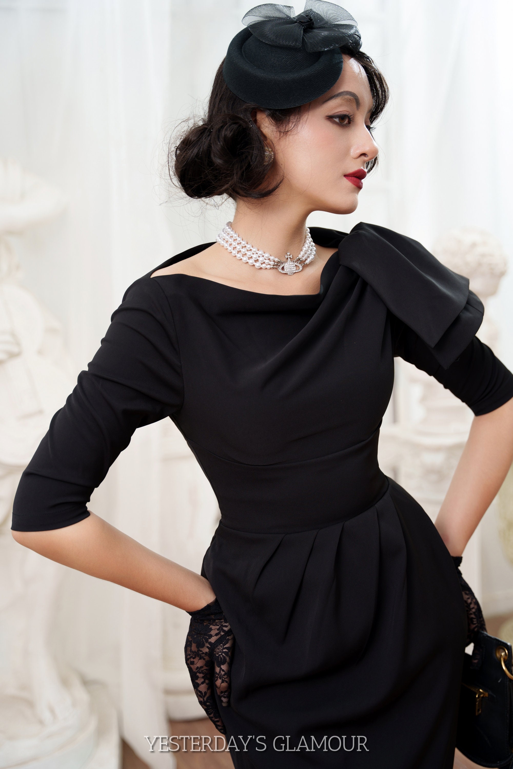 Dovi Straight Bow Tie Boat Neck Dress - Custom Made All Sizes 40s 50s ...