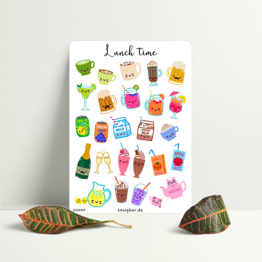 Lunch Time Sticker Sheet: A Cute and Kawaii Collection of Stickers for ...