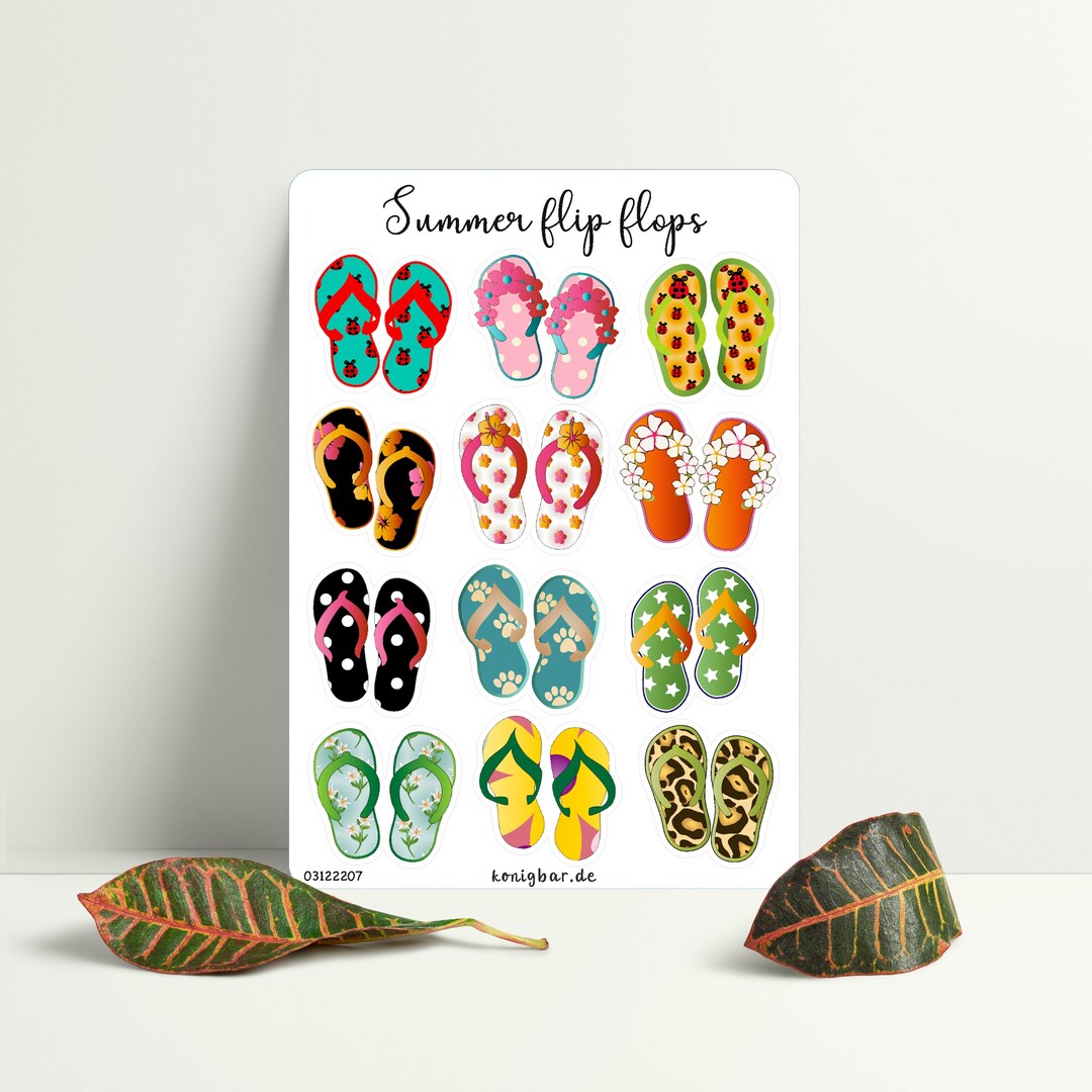 Stylish and Fun Flip Flop Sticker Pack for Scrapbooking Wall - Etsy