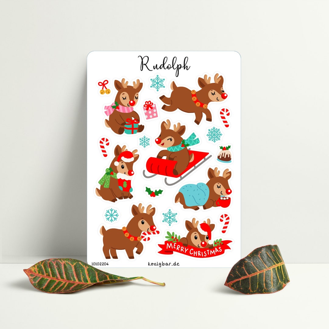 Christmas Stickers Sheet Rudolph Sticker Weihnachten - Etsy