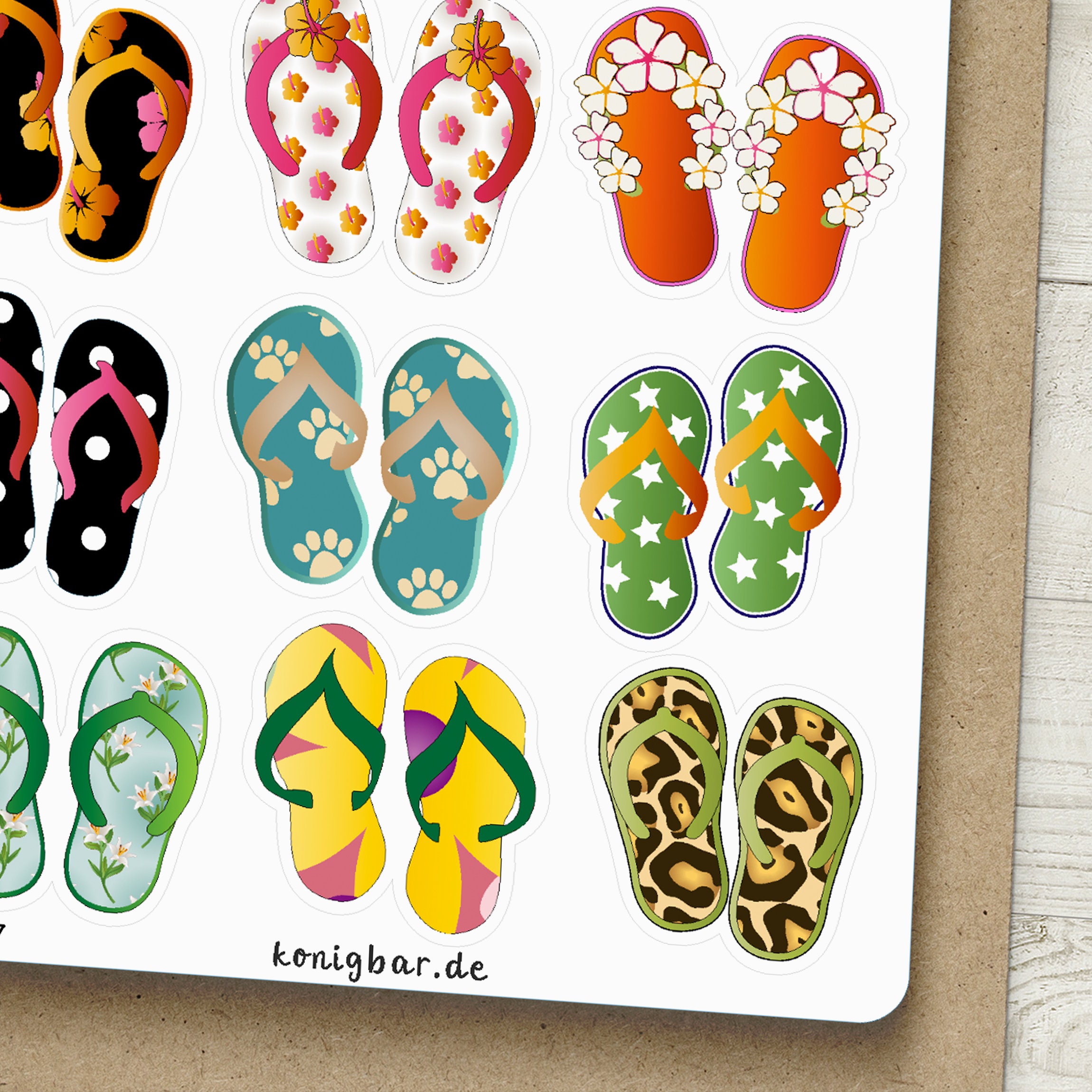 Stylish and Fun Flip Flop Sticker Pack for Scrapbooking Wall - Etsy