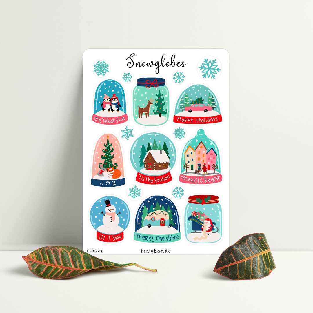 Christmas Snow Globe Sticker Sheet Schneekugel Vintage Christmas ...