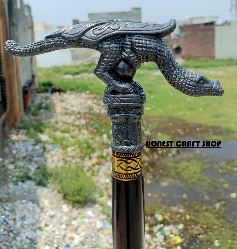 Dragon Handle Wooden Walking Stick Handmade Dragon Carving Wooden Walking Cane for Men Women ...