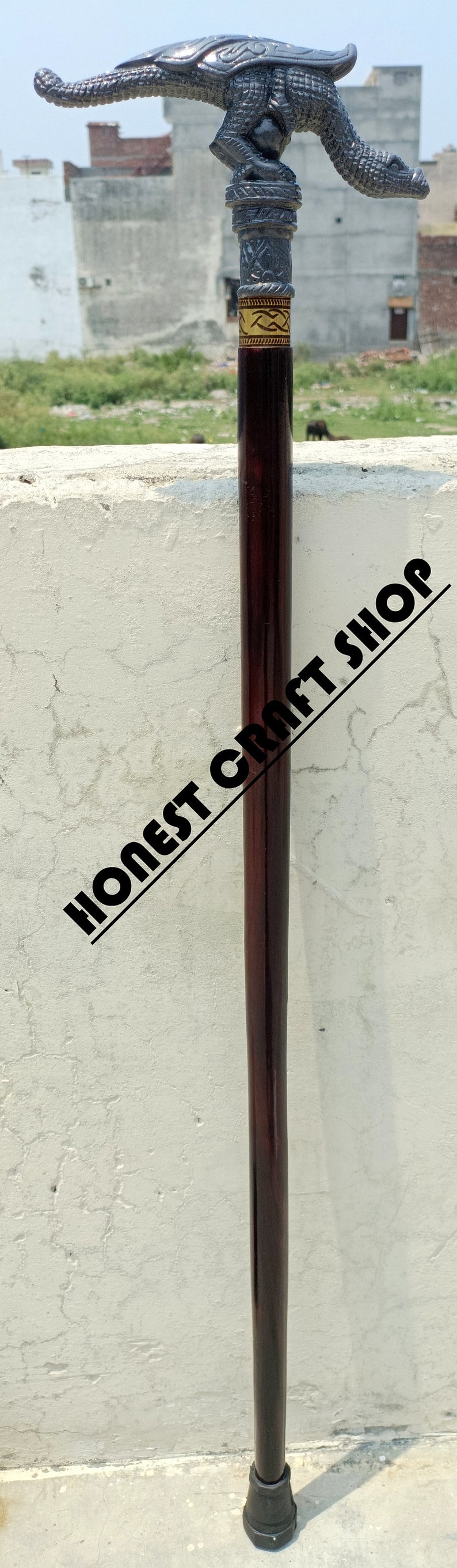 Dragon Handle Wooden Walking Stick Handmade Dragon Carving Wooden Walking Cane for Men Women ...