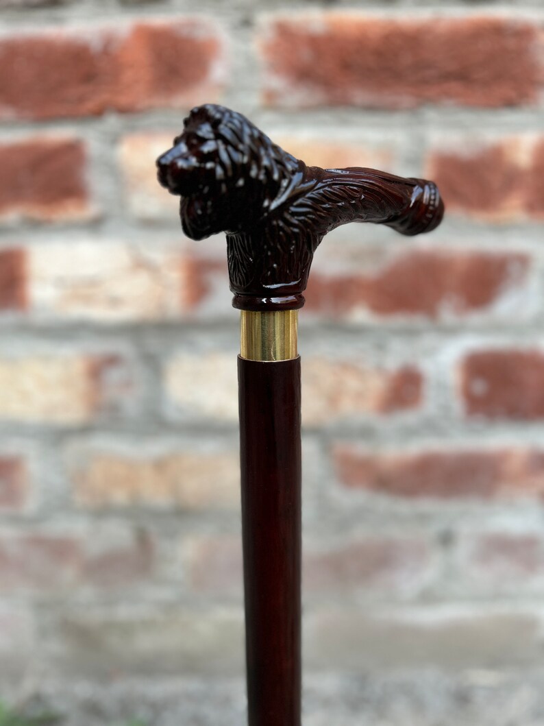 Lion Handle Wooden Walking Stick Handmade Carving Wooden Lion Animal ...