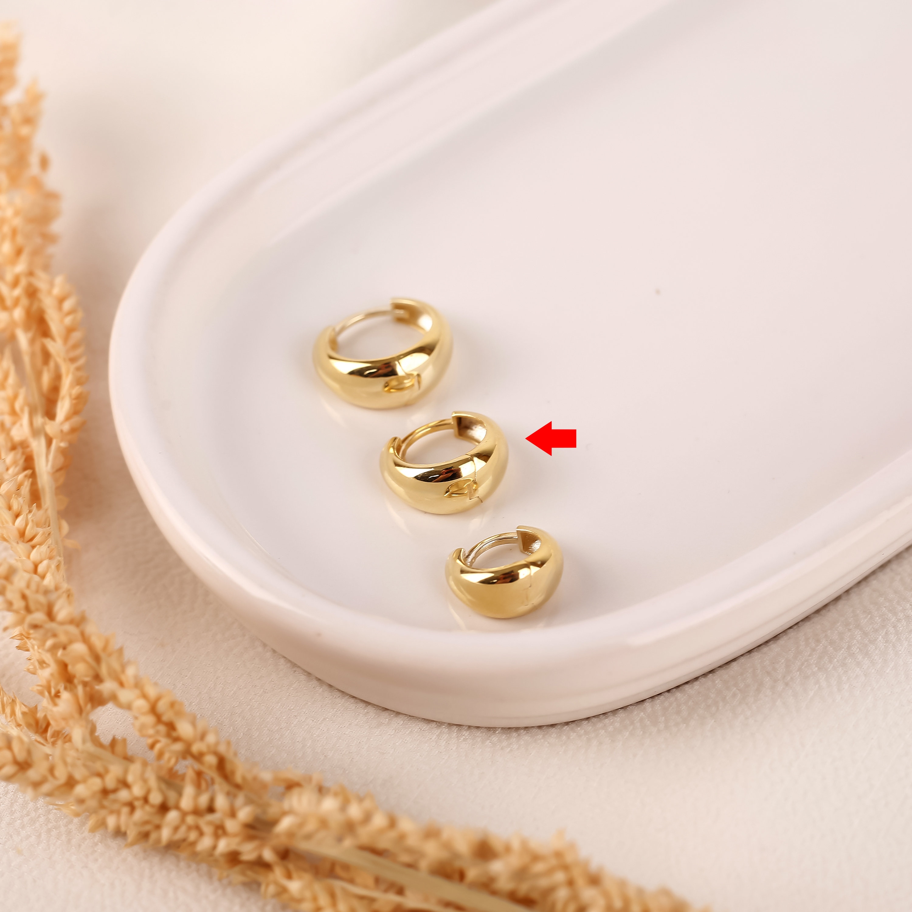 14k Gold Dome Hoop Earrings: 14mm Round Drop Hoops - Etsy
