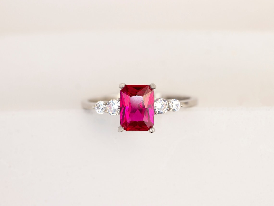 14k Gold Octagon Cut Ruby Ring 18k Ruby Engagement Ring 14k - Etsy