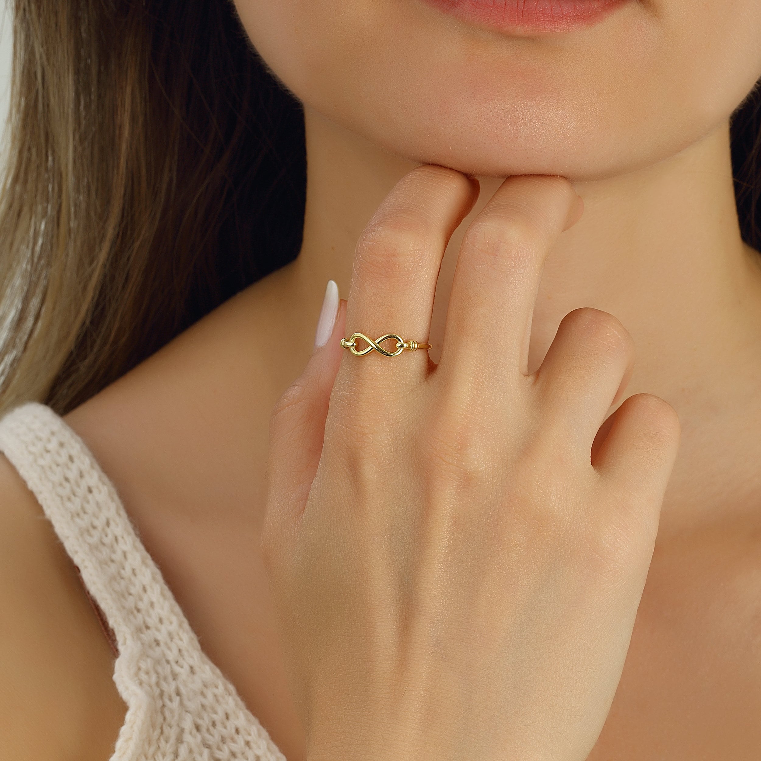 14k Gold Infinity Ring 18k Gold Infinity Ring Dainty Promise - Etsy