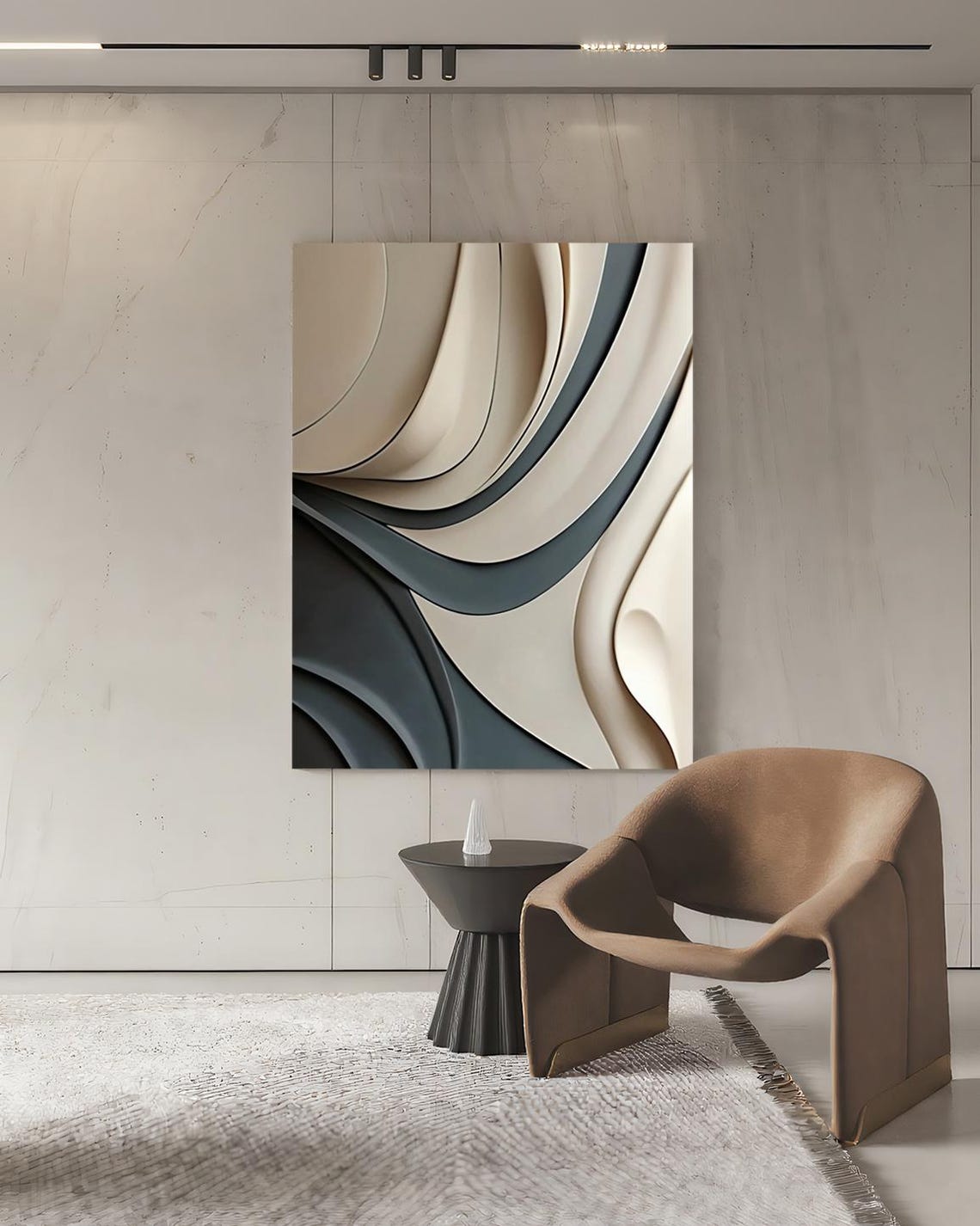 Hand-carved Wood Wall Art, Abstract 3D Sculpture, Textured White ...