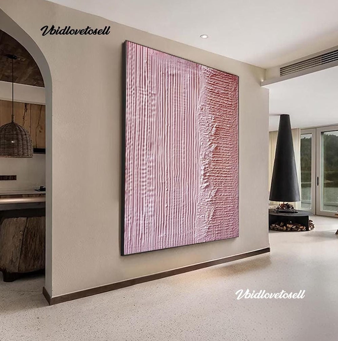 Pink Texture Wall Art on Canvas Large Minimalist Painting Pink Wall Art ...