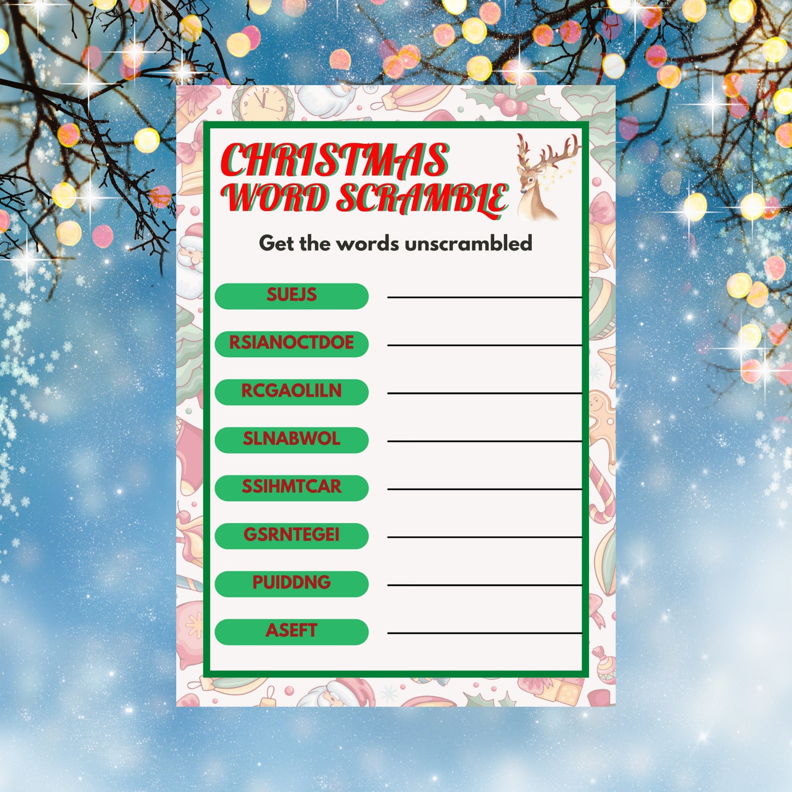 Christmas Word Scramble PRINTABLE for Adults and for Kids | Holiday ...