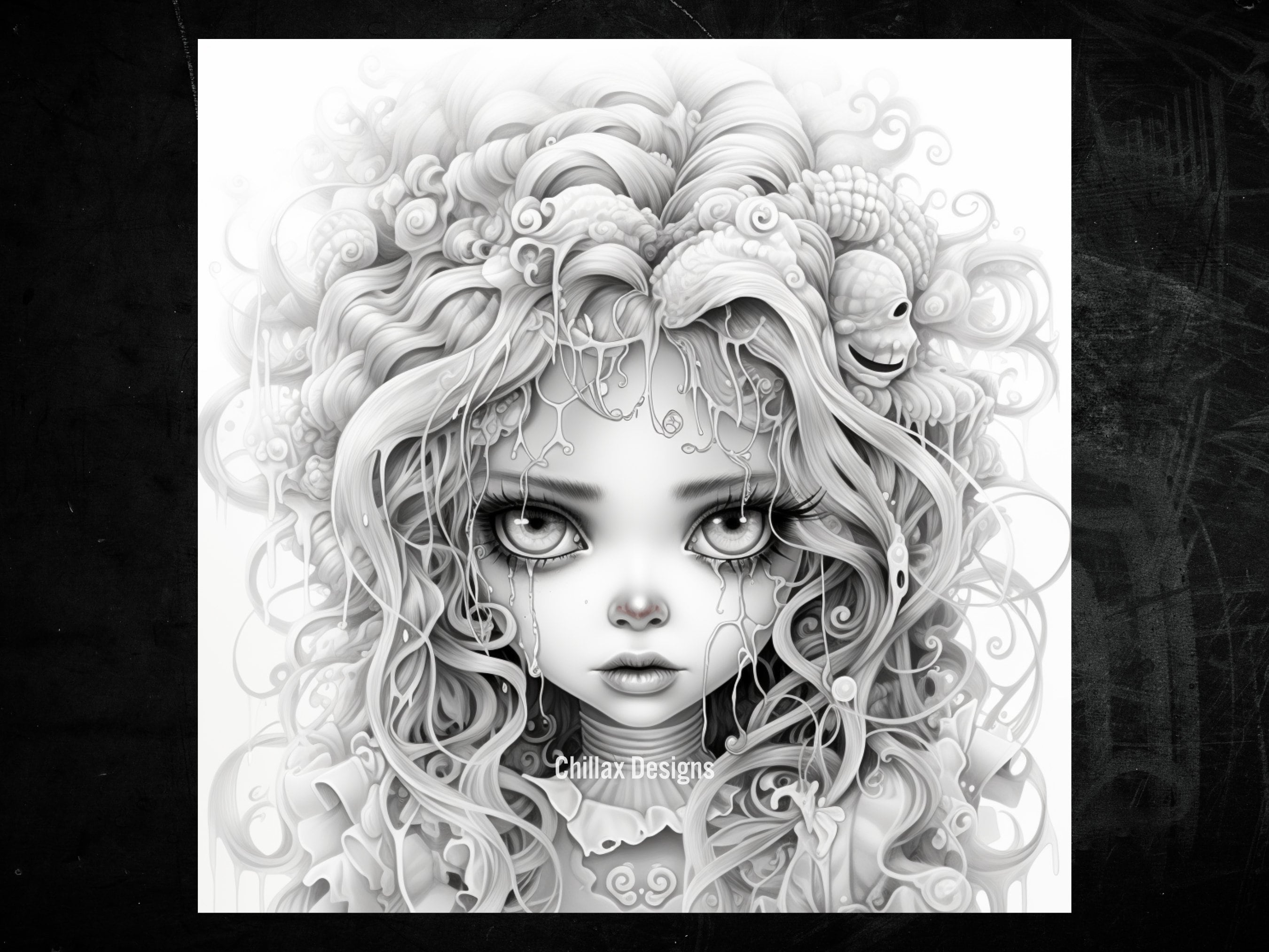 Gothic Coloring Pages for Adults PRINTABLE PAGES Grayscale Creepy ...