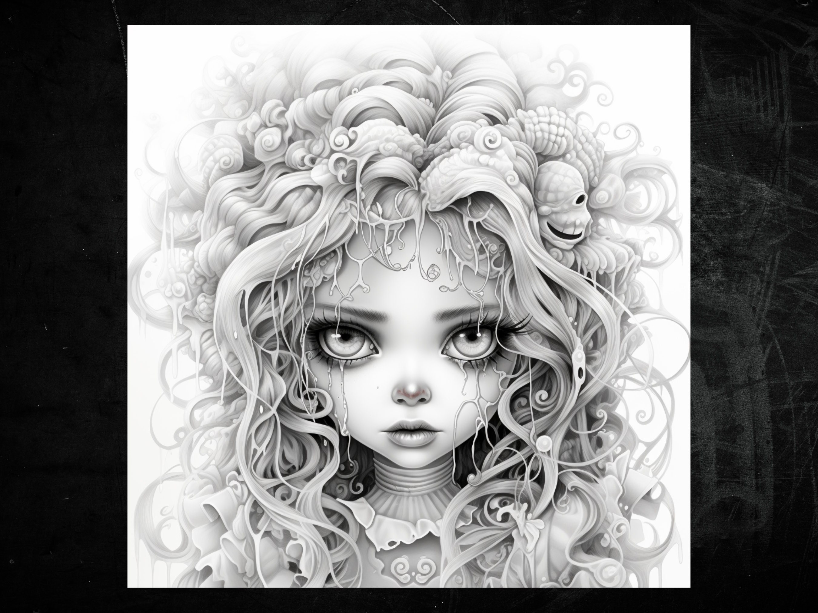 Gothic Coloring Pages for Adults PRINTABLE PAGES Grayscale Creepy ...