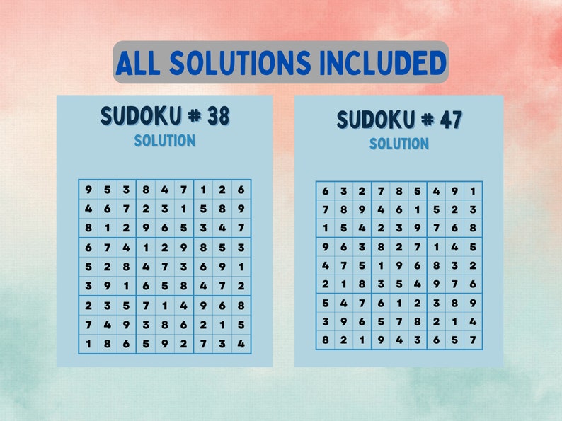 50 Easy Sudoku Puzzles for Seniors, Adults and Kids, Fun Printable ...