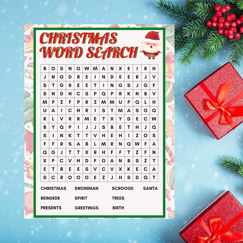 Christmas Word Search Printable Christmas Game Xmas Word Search ...
