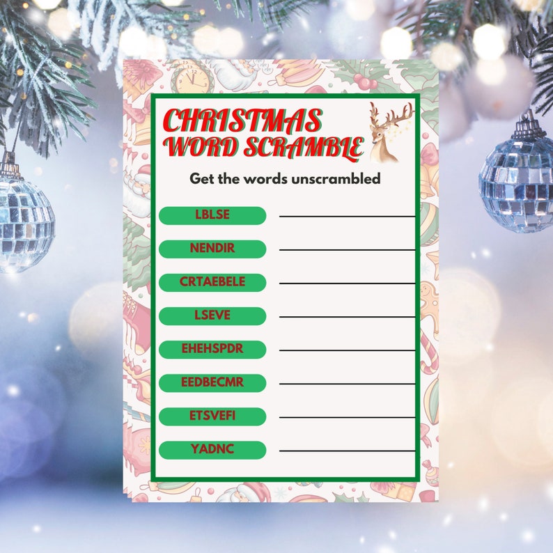 Christmas Word Scramble PRINTABLE for Adults and for Kids | Holiday ...