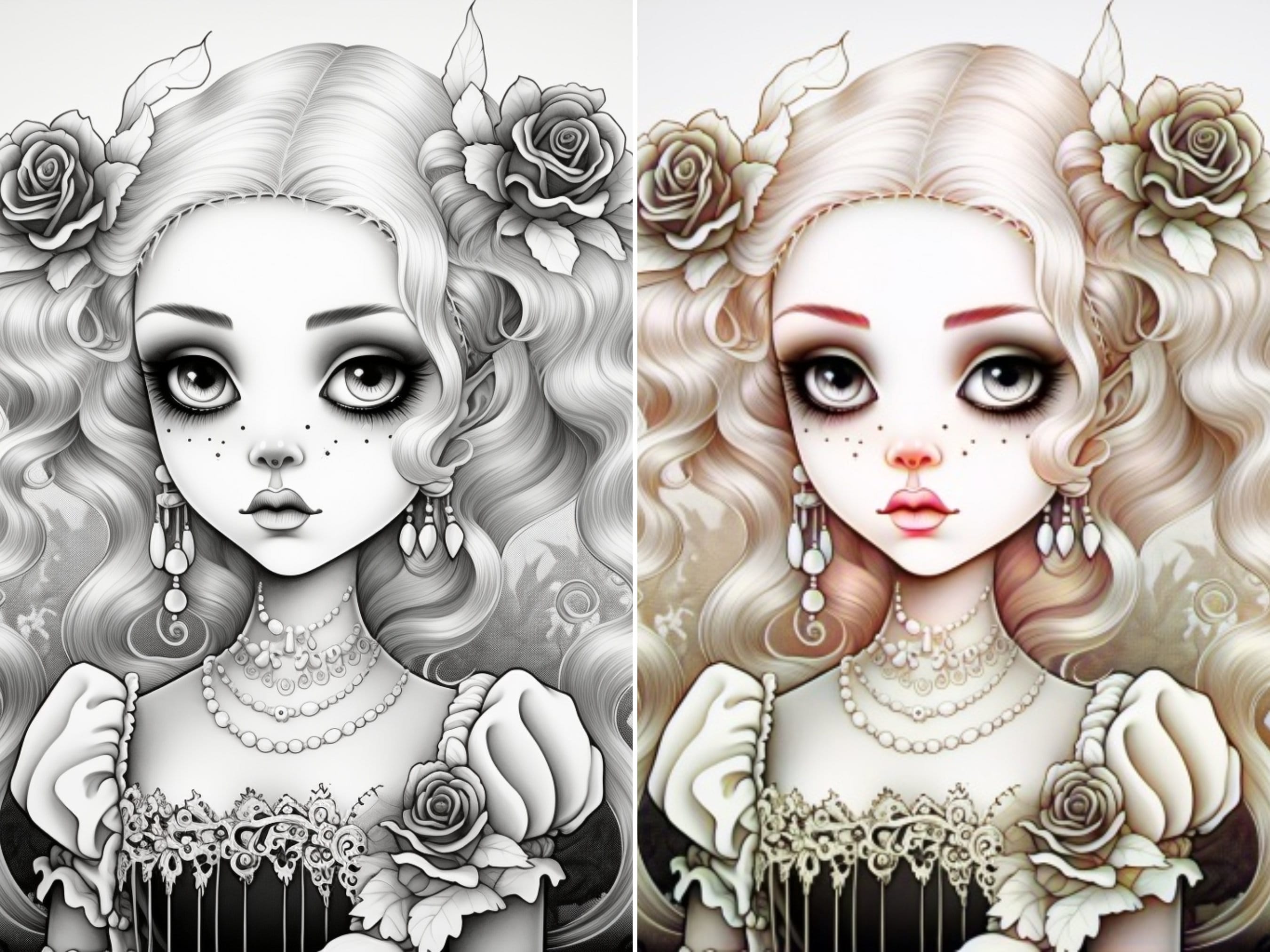 Gothic Coloring Pages for Adults PRINTABLE PAGES Grayscale Creepy ...