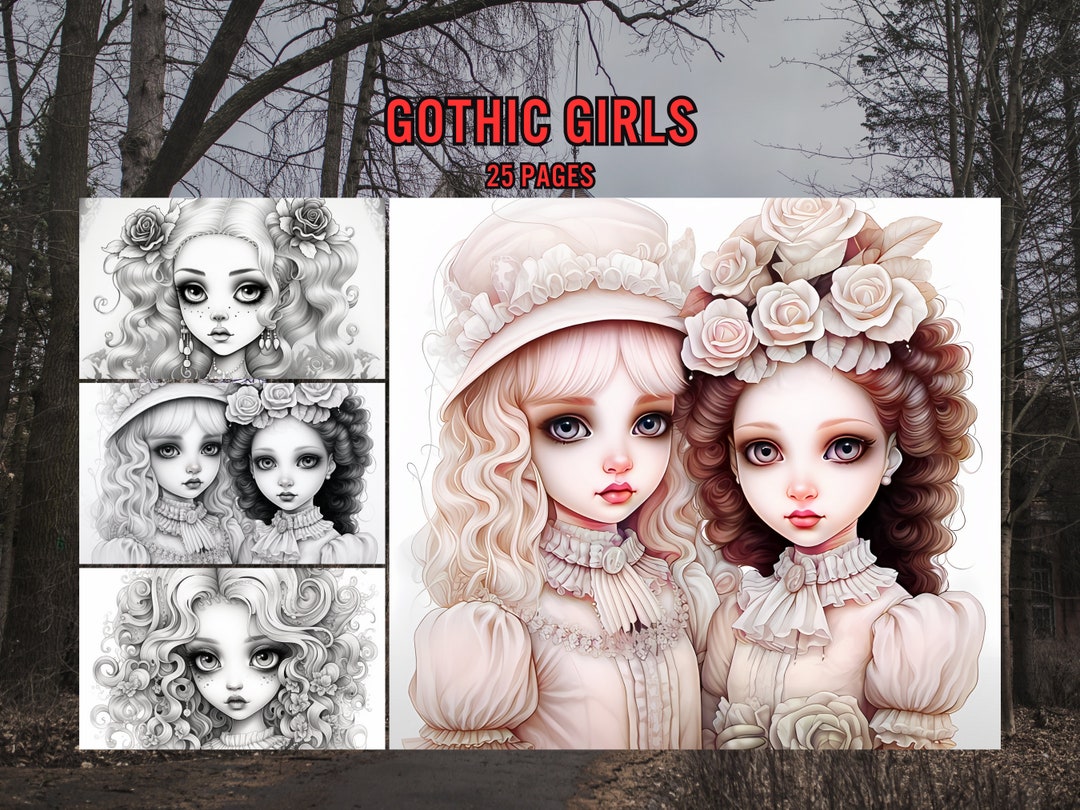 Gothic Coloring Pages for Adults PRINTABLE PAGES Grayscale Creepy ...