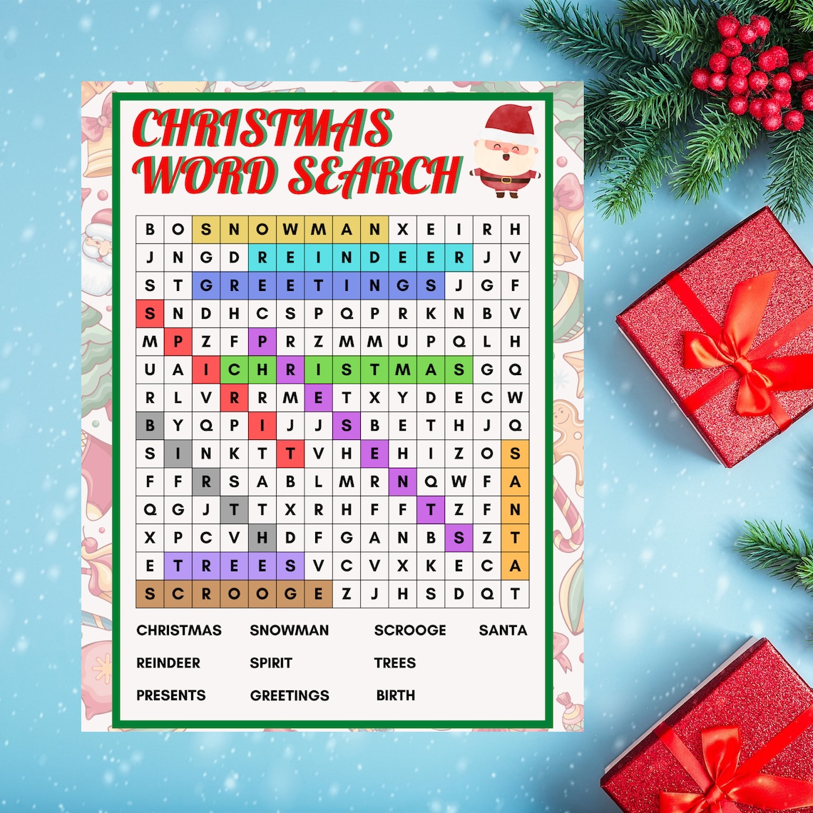 Christmas Word Search Printable Christmas Game Xmas Word Search ...