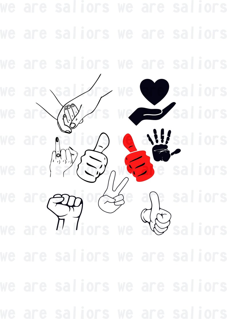 Hand Symbols SVG PNG JPG Digital Cut File Commercial - Etsy Singapore