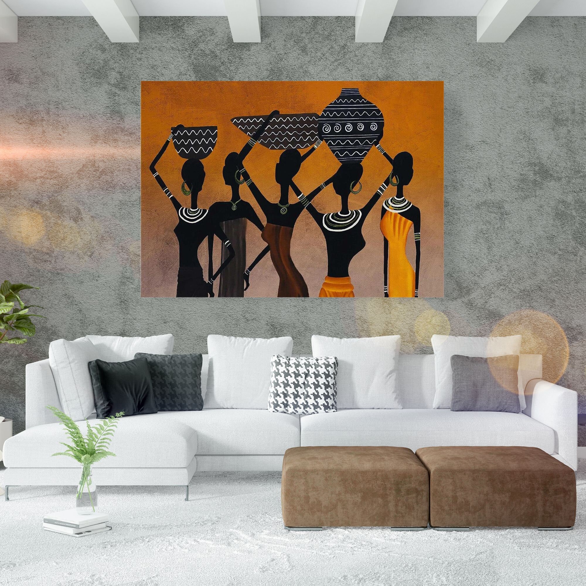 African Traditional Women's Canvas Wall Art Painting, Canvas Wall Art ...