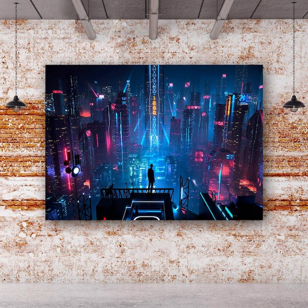 Cyberpunk City Modern Decor - Etsy