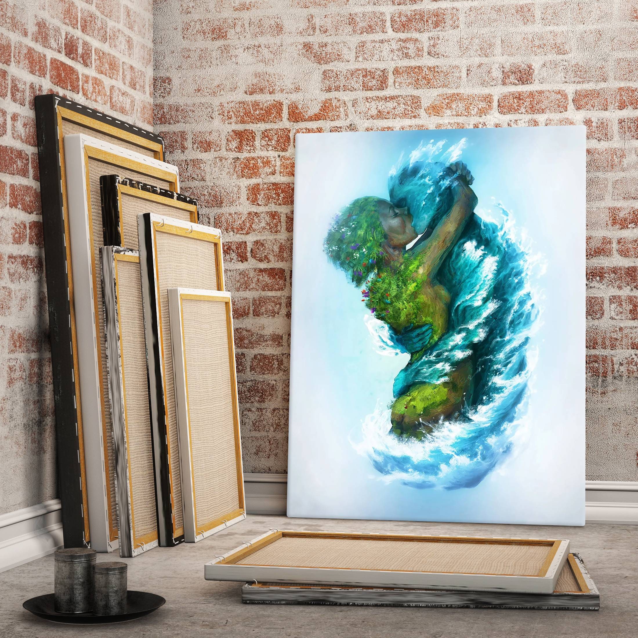 Earth and Water Canvas Painting Paint Textured Canvas - Etsy