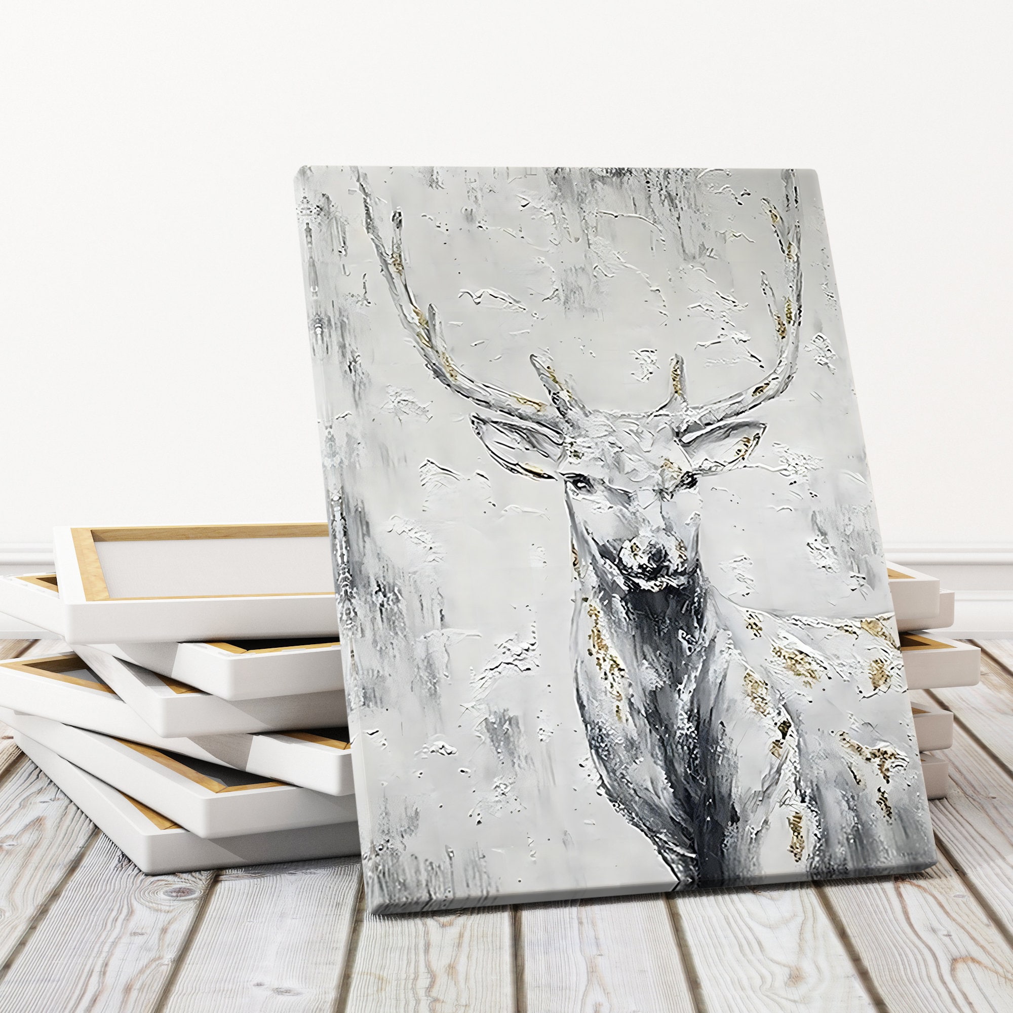 Deer Artwork Large Deer Canvas Wall Art Interesting Animal - Etsy