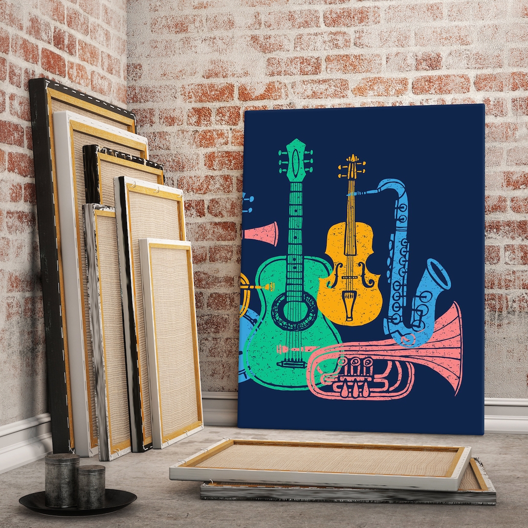 Canvas Prints Paintings Musical Instrument Wall Art Poster Modular ...