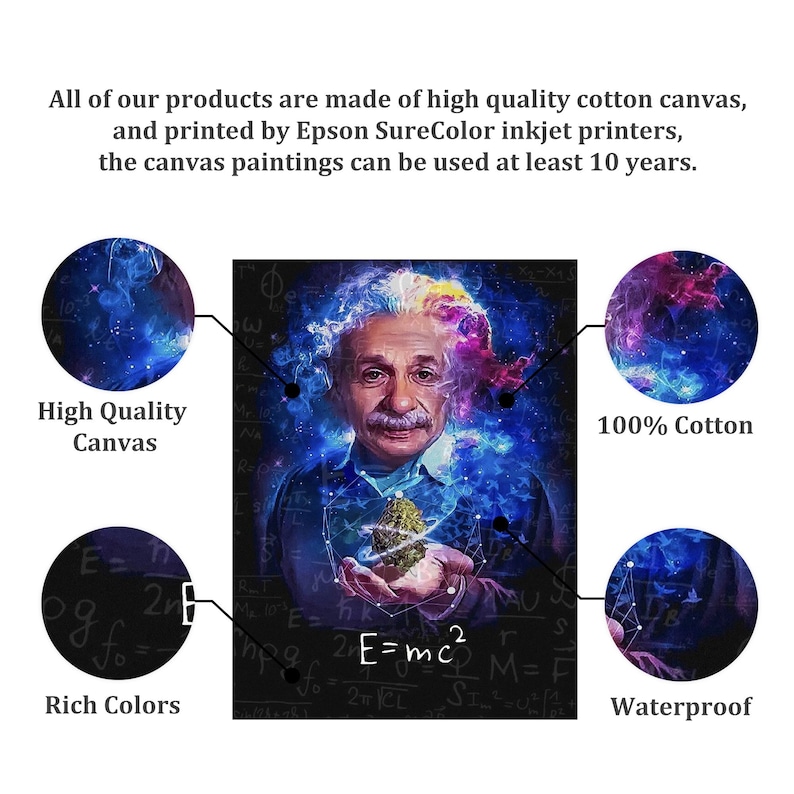 Einstein Illustration Canvas Wall Art, Einstein Graffiti Canvas Wall ...