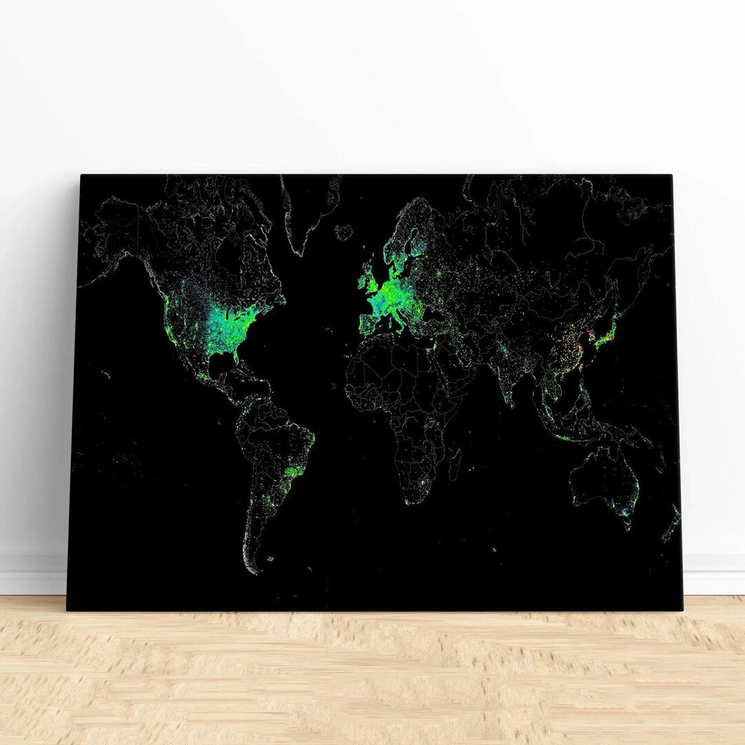 Digital Artwork World Map Canvas Wall Decor.modern Abstract Painting ...