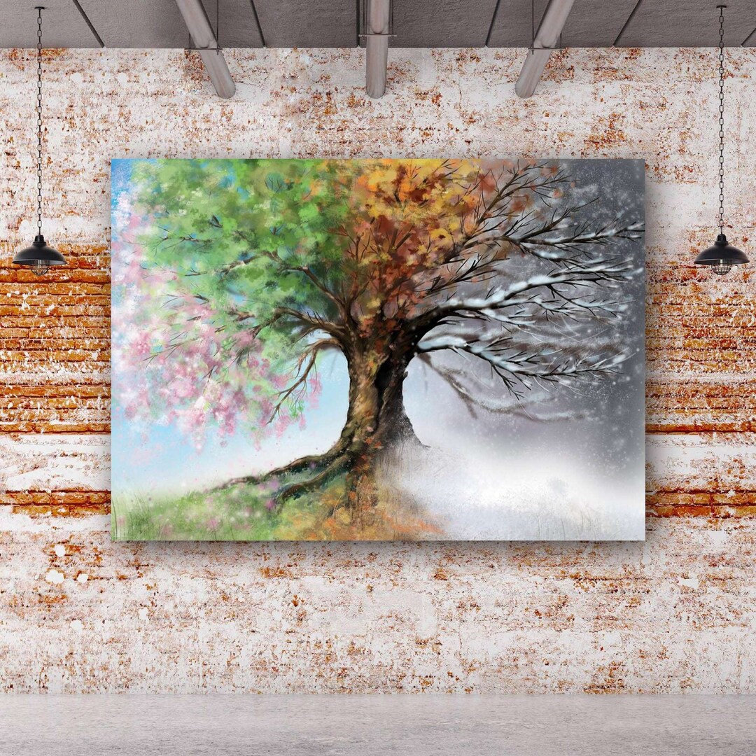 Four Seasons Tree Art,tree Canvas Painting,colorful Tree Decoration ...