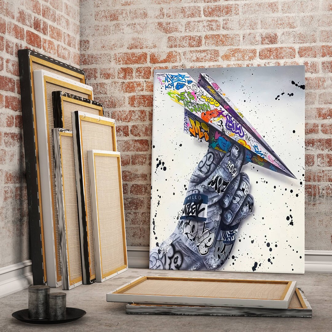 Banksy Graffiti Canvas Painting,paper Airplane Poster Decorative ...
