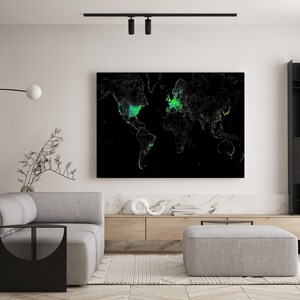 Digital Artwork World Map Canvas Wall Decor.modern Abstract Painting ...