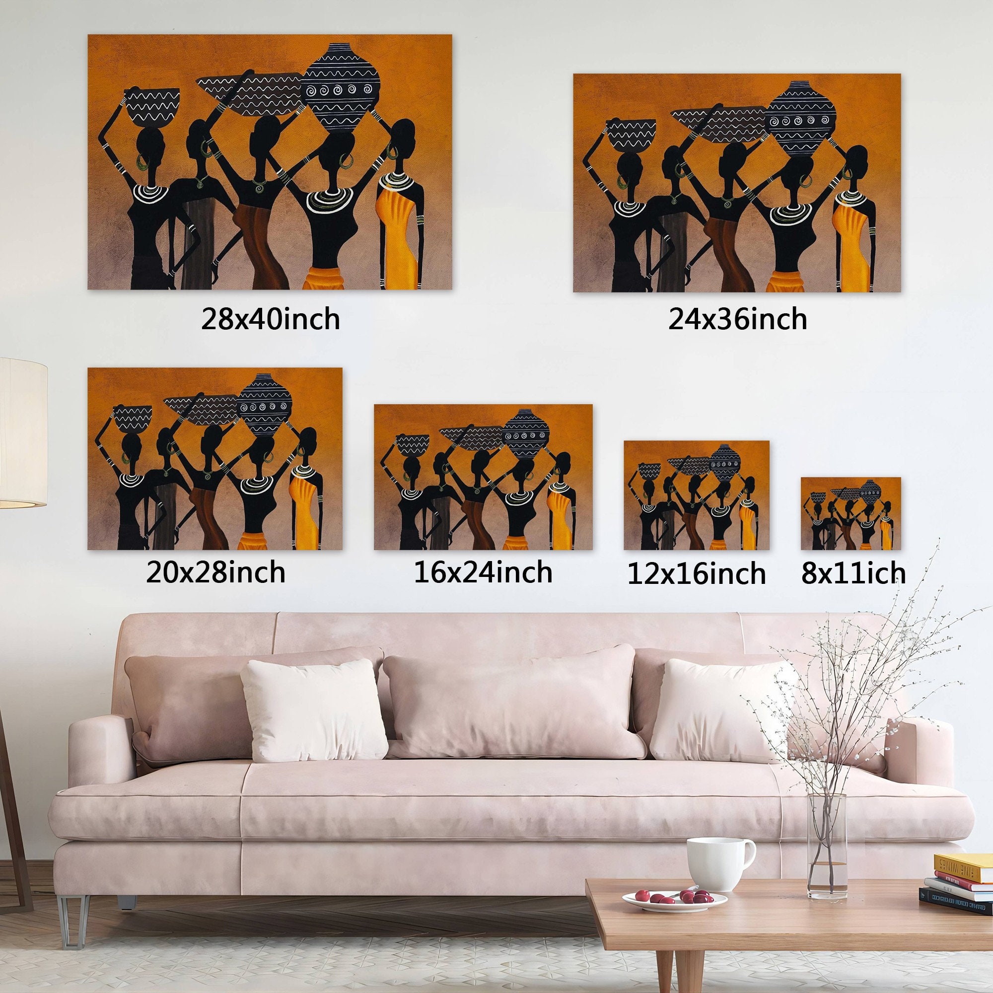 African Traditional Women's Canvas Wall Art Painting, Canvas Wall Art ...